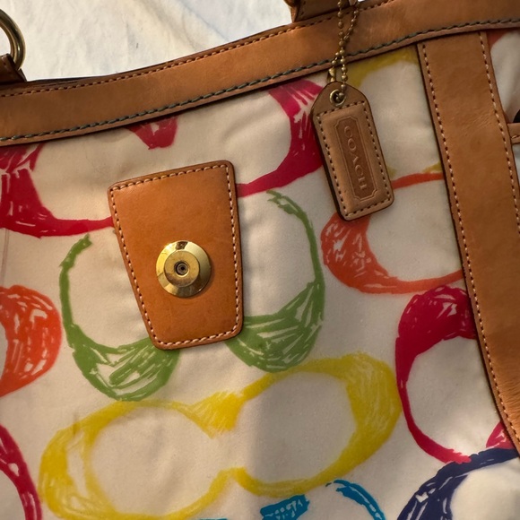 Coach | Bags | Coach Multicolored Pvc Tote Bag With Signature Design ...